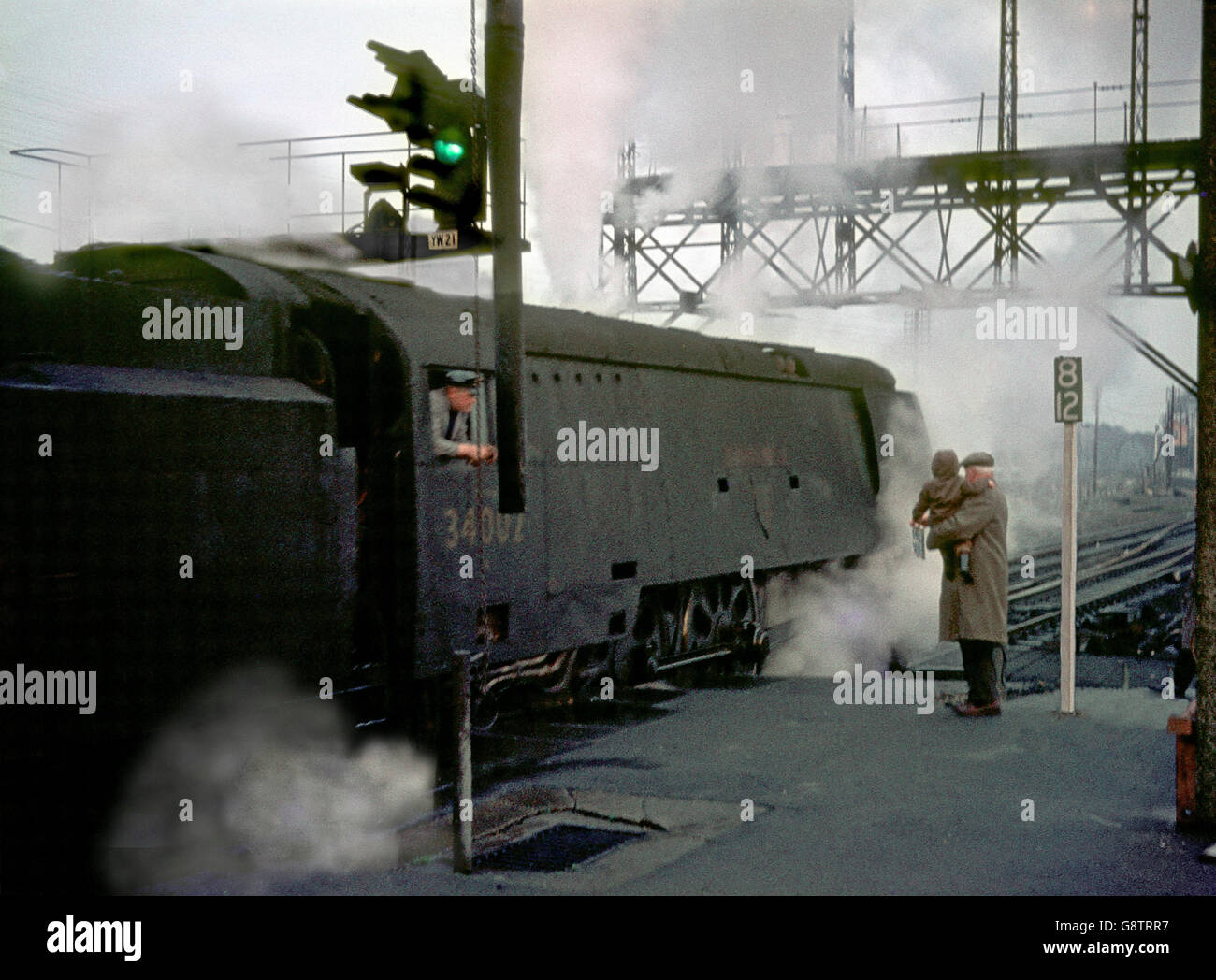 A definitive overcast day complete with rainstorm as unrebuilt Bulleid ...