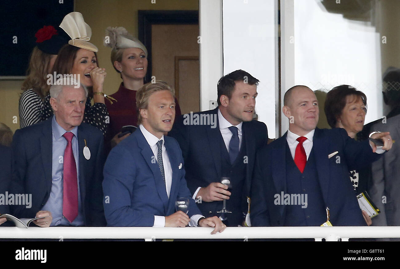 Zara Phillips, Natalie Pinkham and Mike Tindall in the royal enclosure ...