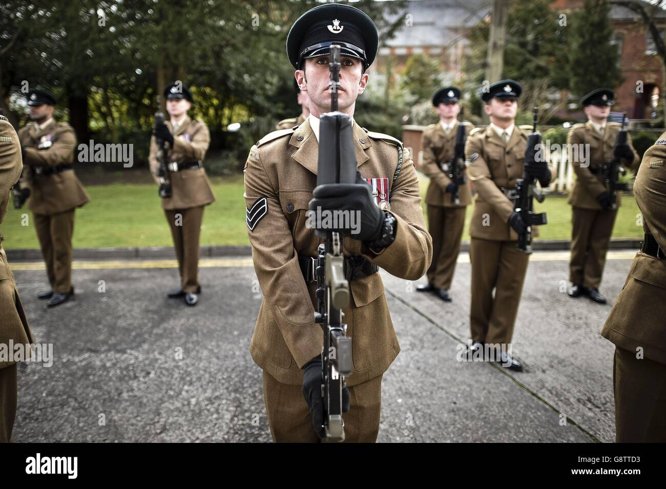 Soldier from 3rd Battallion The Rifles complete drills during a parade ...