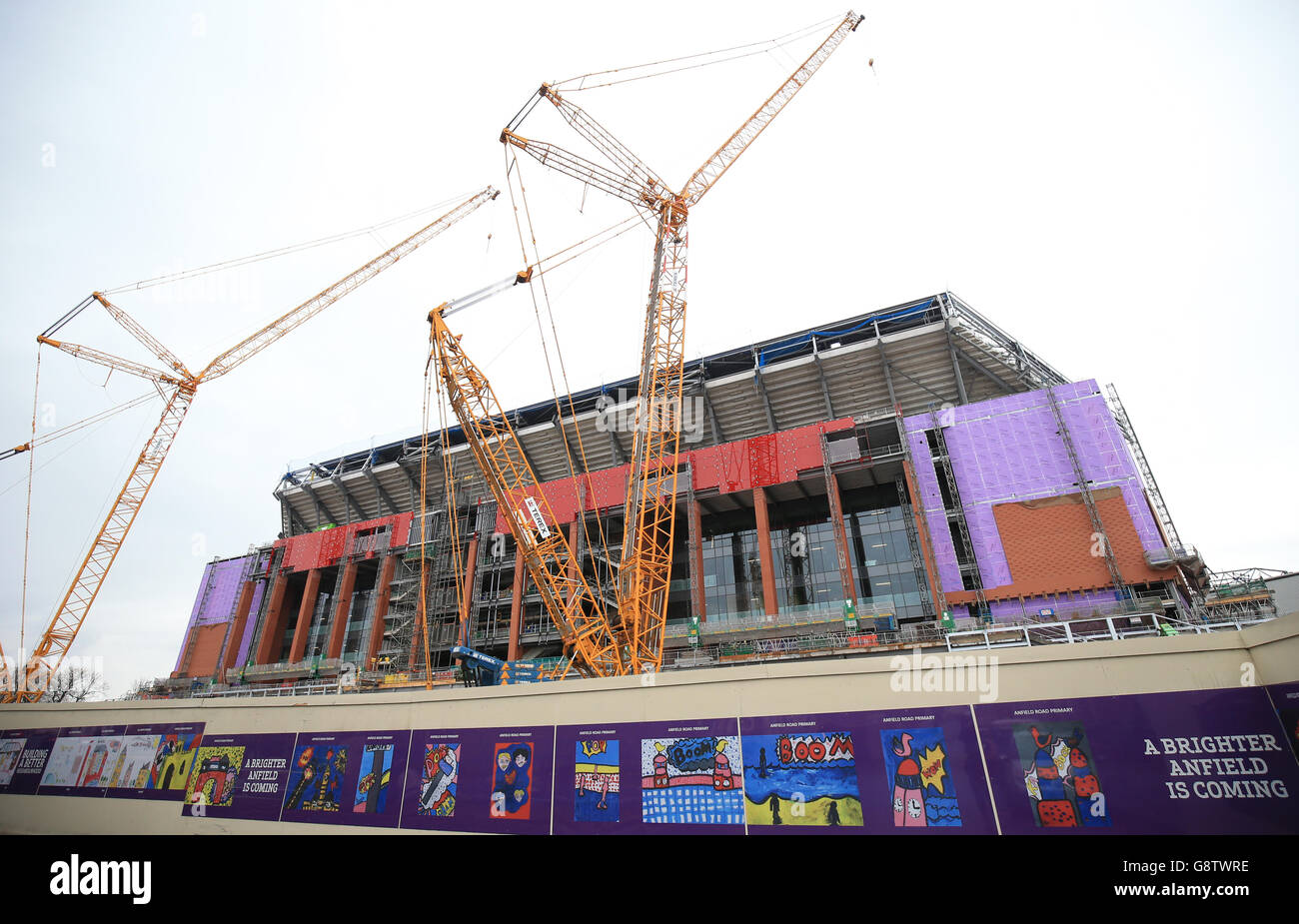 A general view of the development site for the new stand at Anfield ...