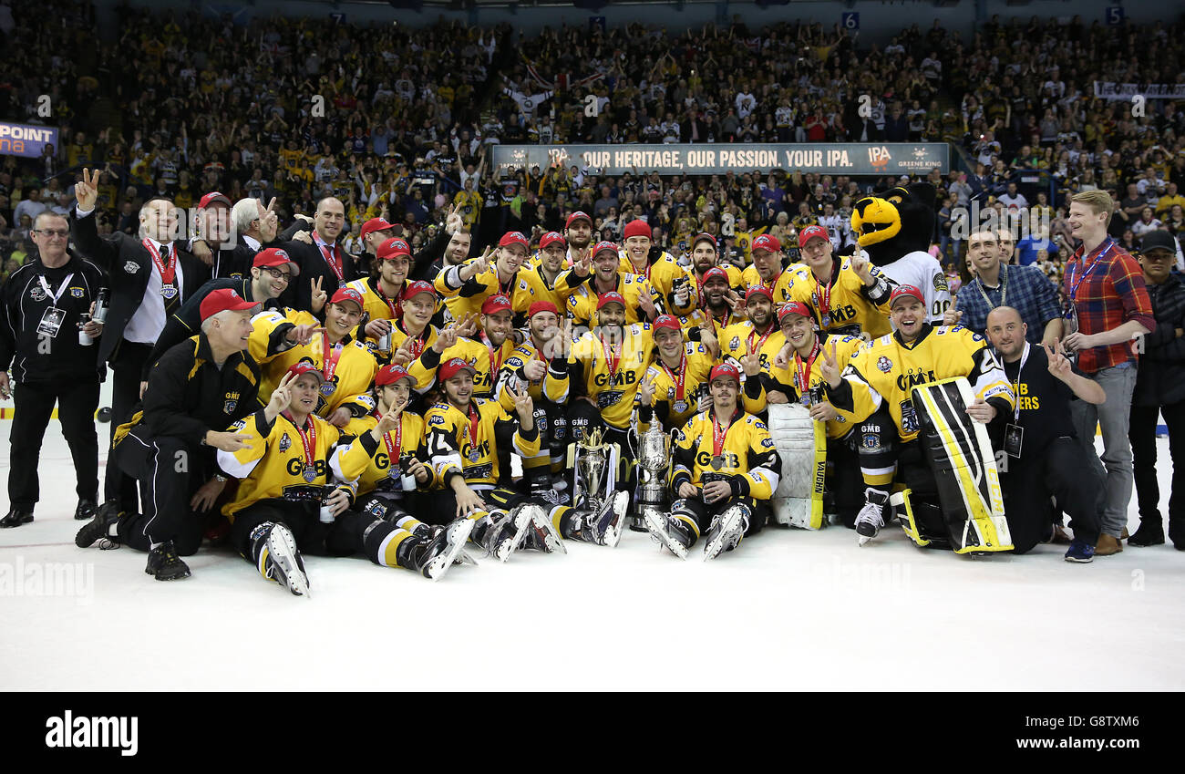 Nottingham panthers celebrate winning the play off final hi-res stock ...