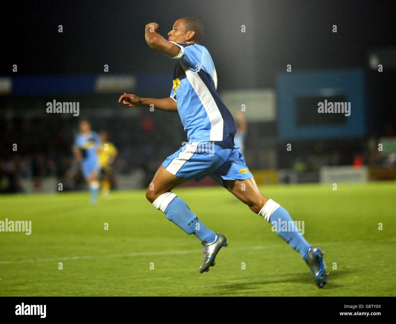 Wycombe's Nathan Tyson celebrates scoring against Aston Villa during ...
