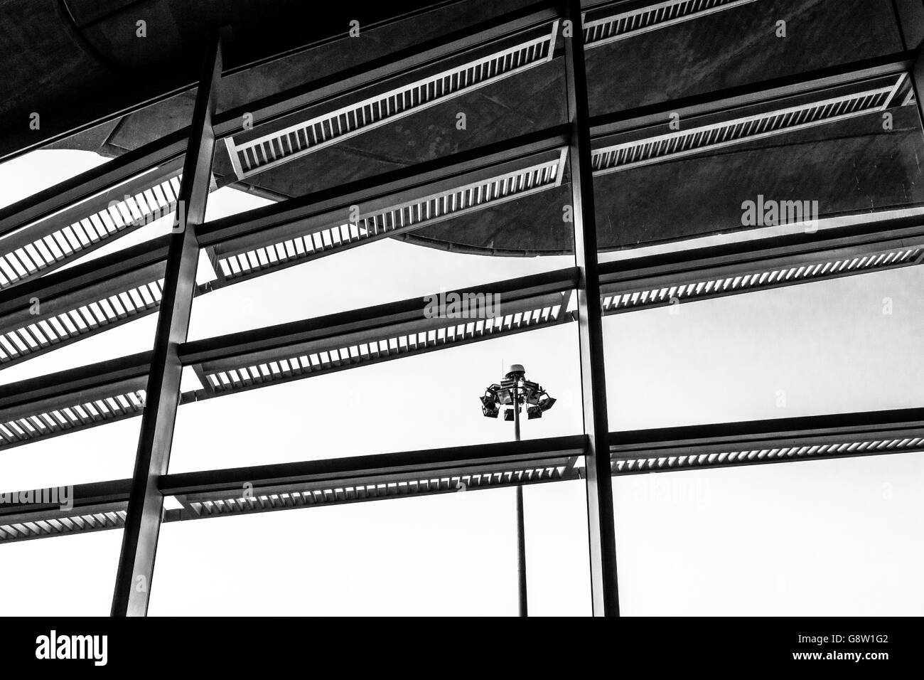 Exterior lighting on building Black and White Stock Photos & Images - Alamy