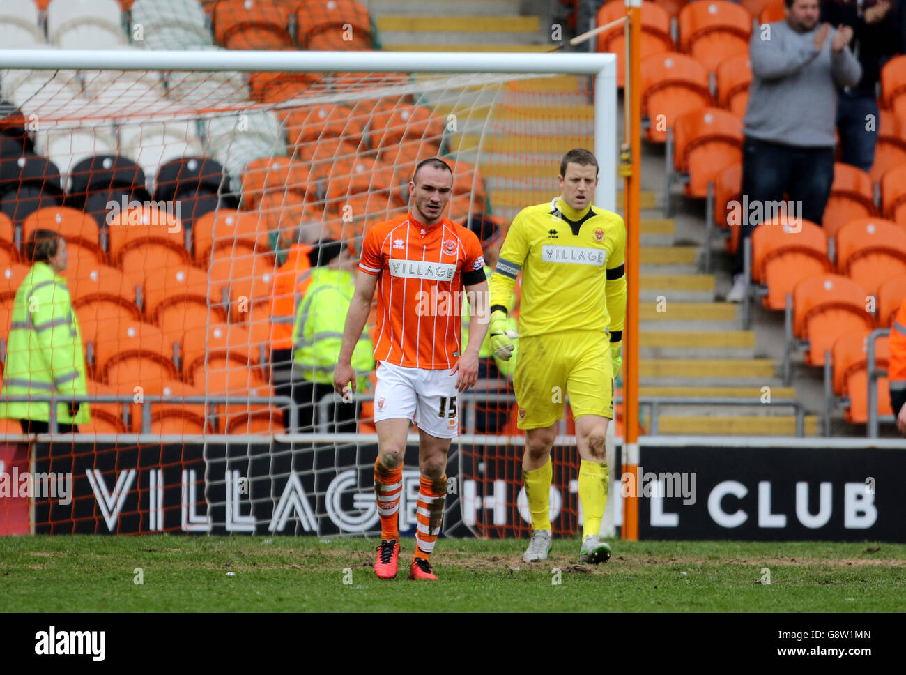 Blackpool's Tom Aldred and Blackpool's Colin Doyle after the match ...