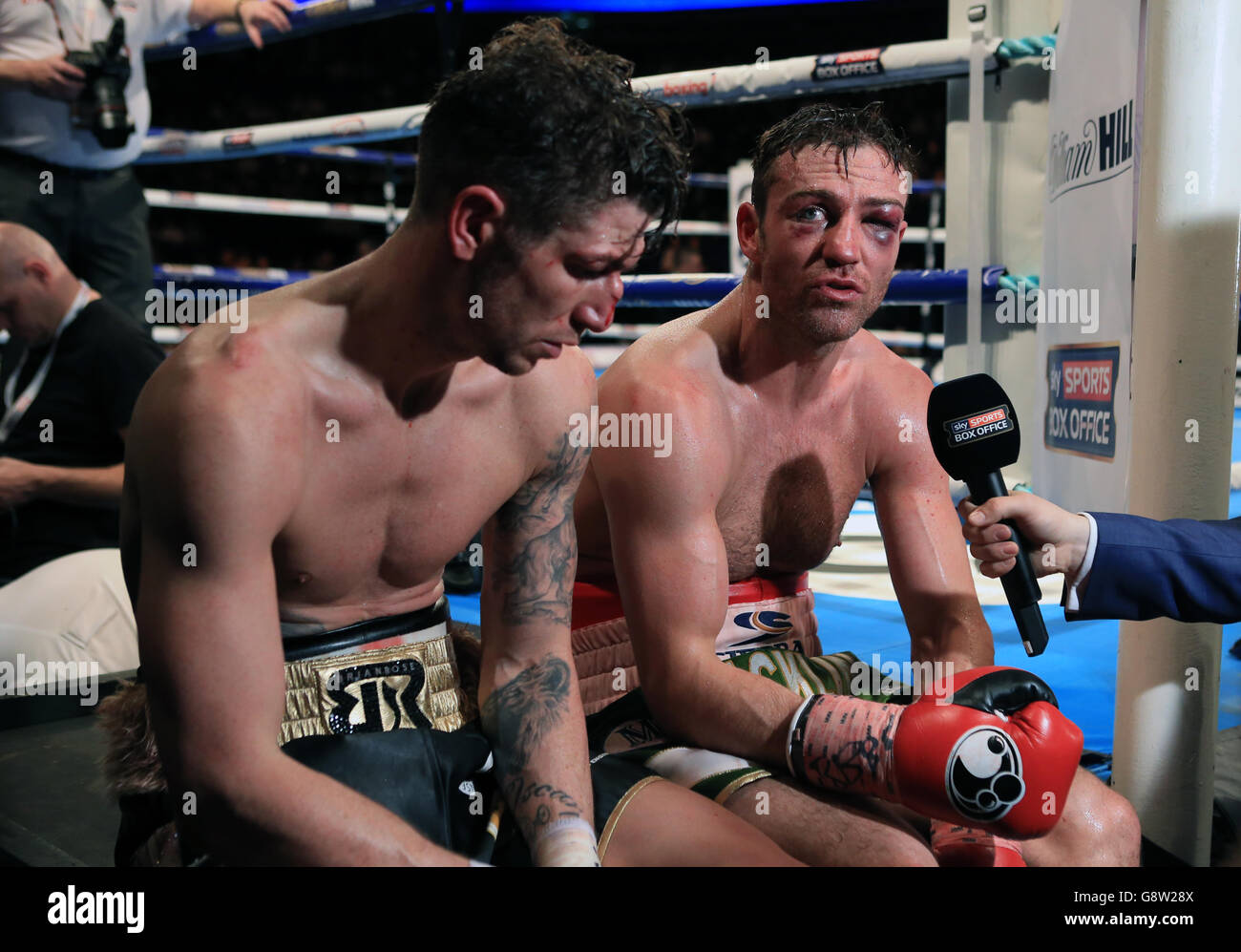 Matthew Macklin (right) and Brian Rose are interviewed by Sky Sports ...
