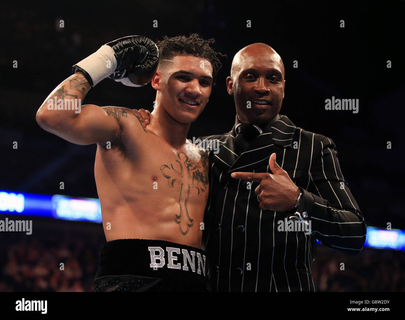 Conor Benn celebrates with father Nigel after beating Ivailo Boyanov in ...