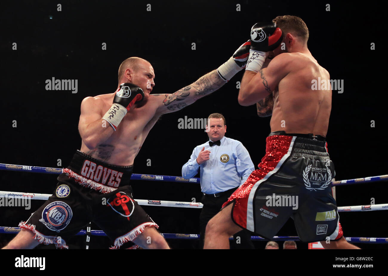 George Groves (left) and David Brophy during the WBA International ...