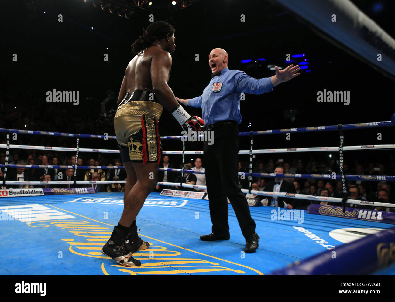 Charles Martin reacts as the referee stops the IBF Heavyweight World ...