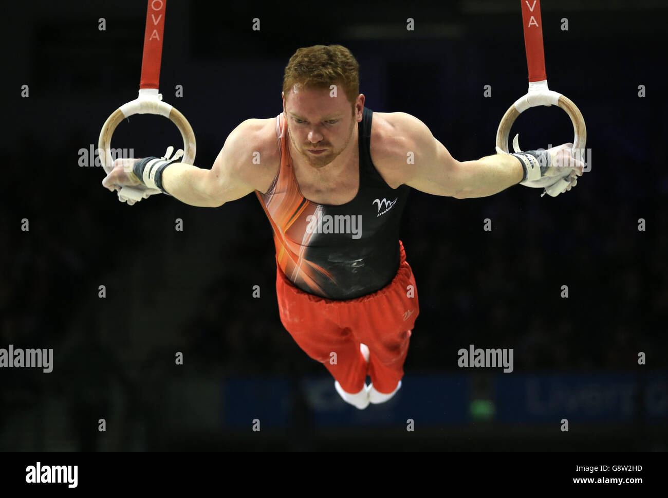 Daniel Purvis on the rings during the Artistic Gymnastics British ...