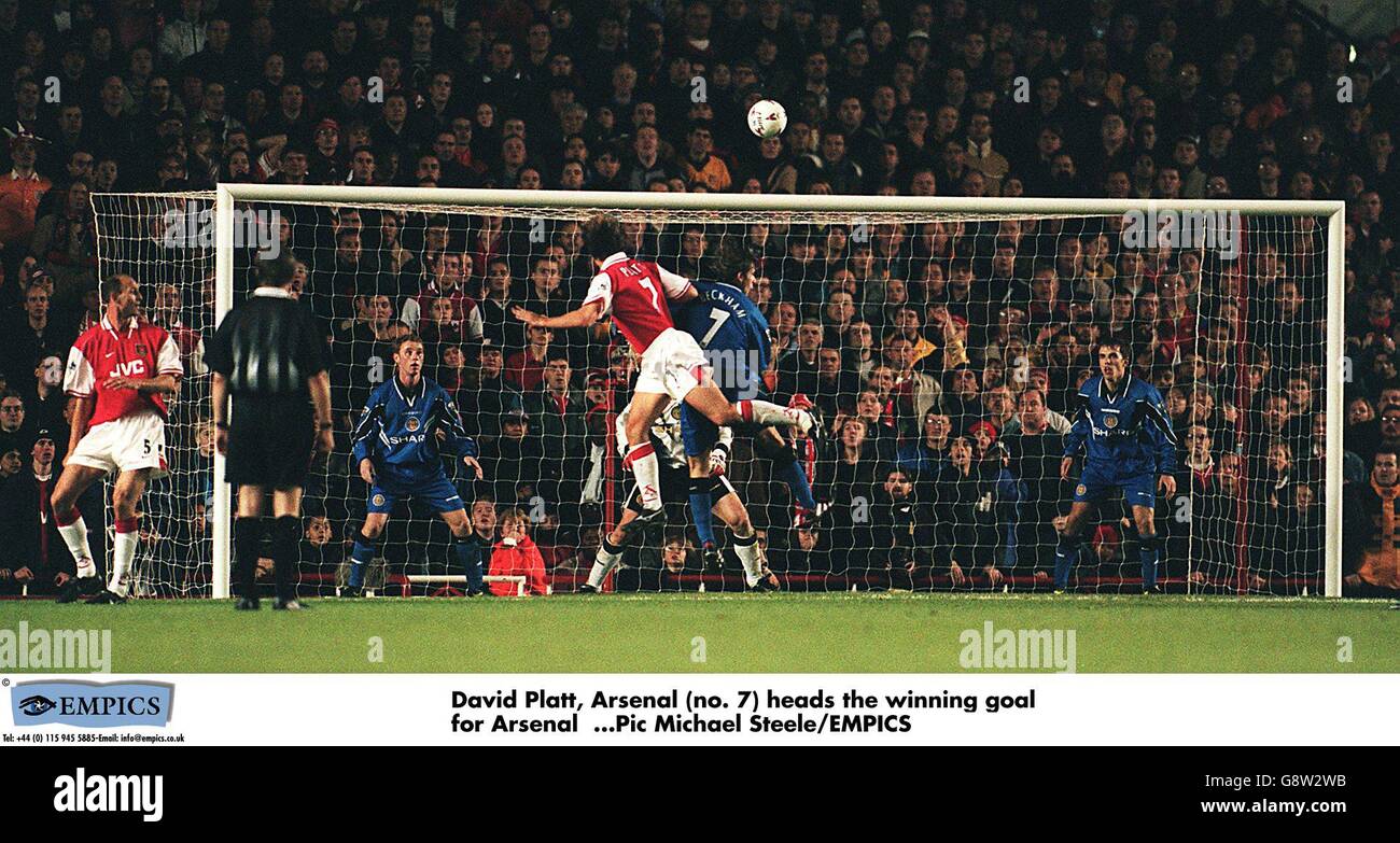 Arsenals david platt fourth left heads the winning goal hi-res stock ...