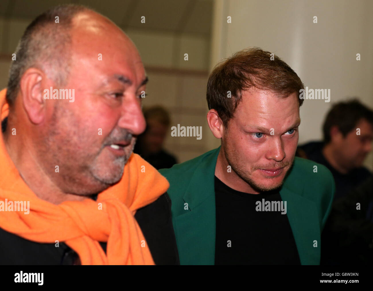 Danny Willett (right) with Andrew Chandler (left) arrives at Manchester ...