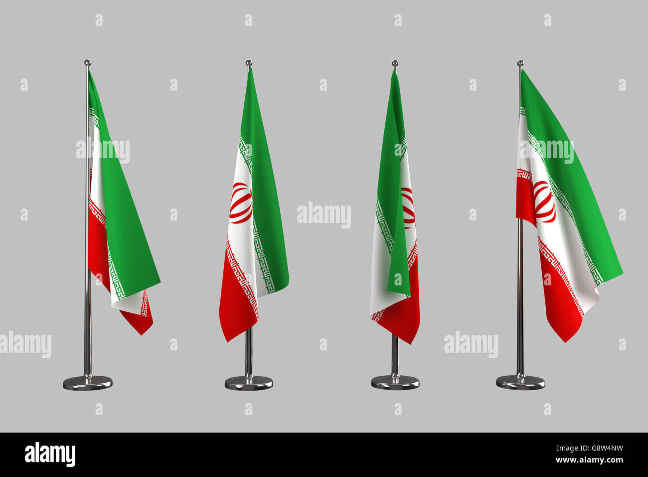 Iran indoor flags isolate on white background Stock Photo - Alamy