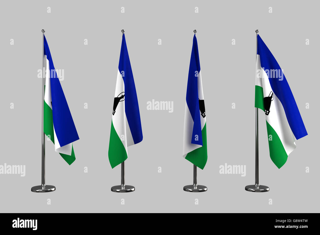 Lesotho indoor flags isolate on white background Stock Photo - Alamy