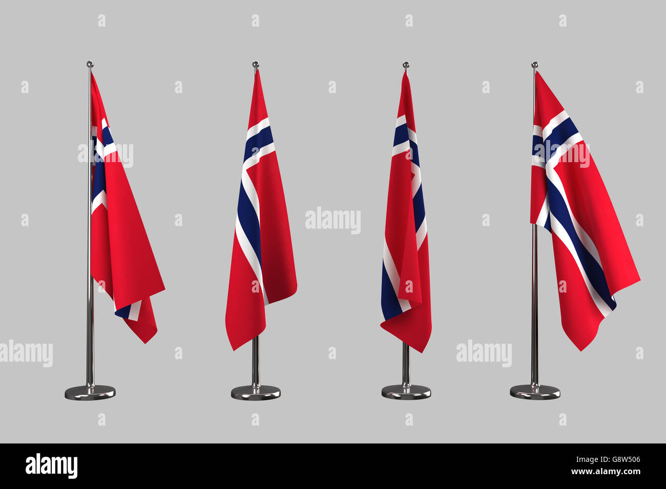 Norway indoor flags isolate on white background Stock Photo - Alamy