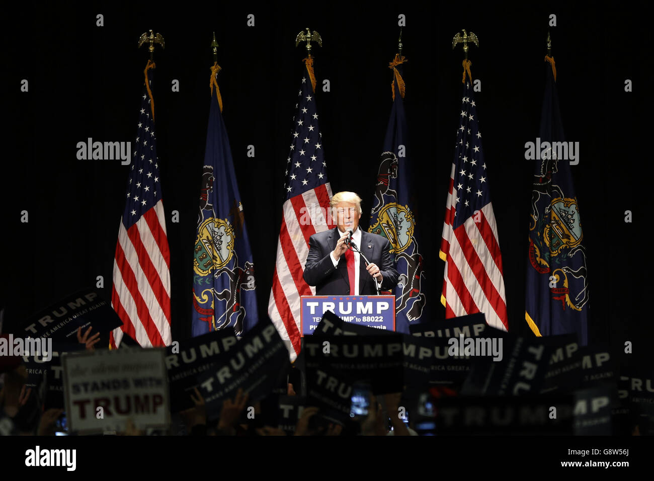 Republican presidential candidate Donald Trump speaks during a campaign ...