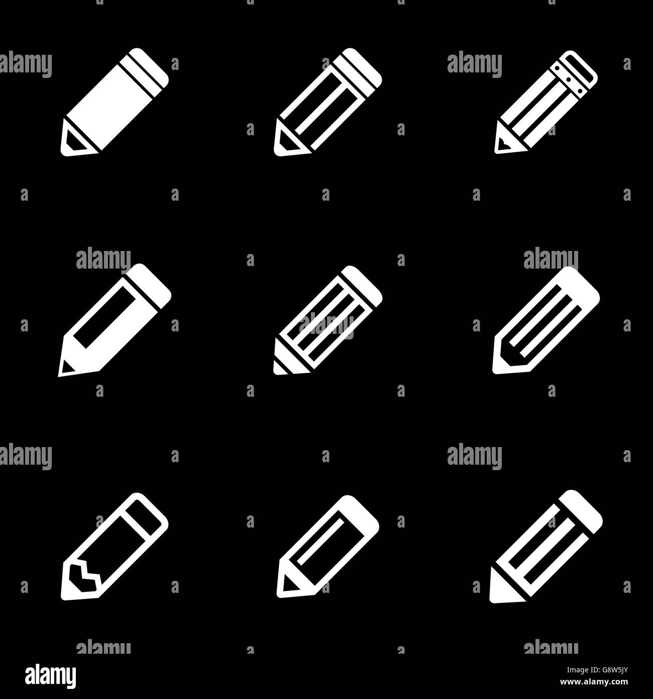 Vector white pencil icon set Stock Vector Image & Art - Alamy