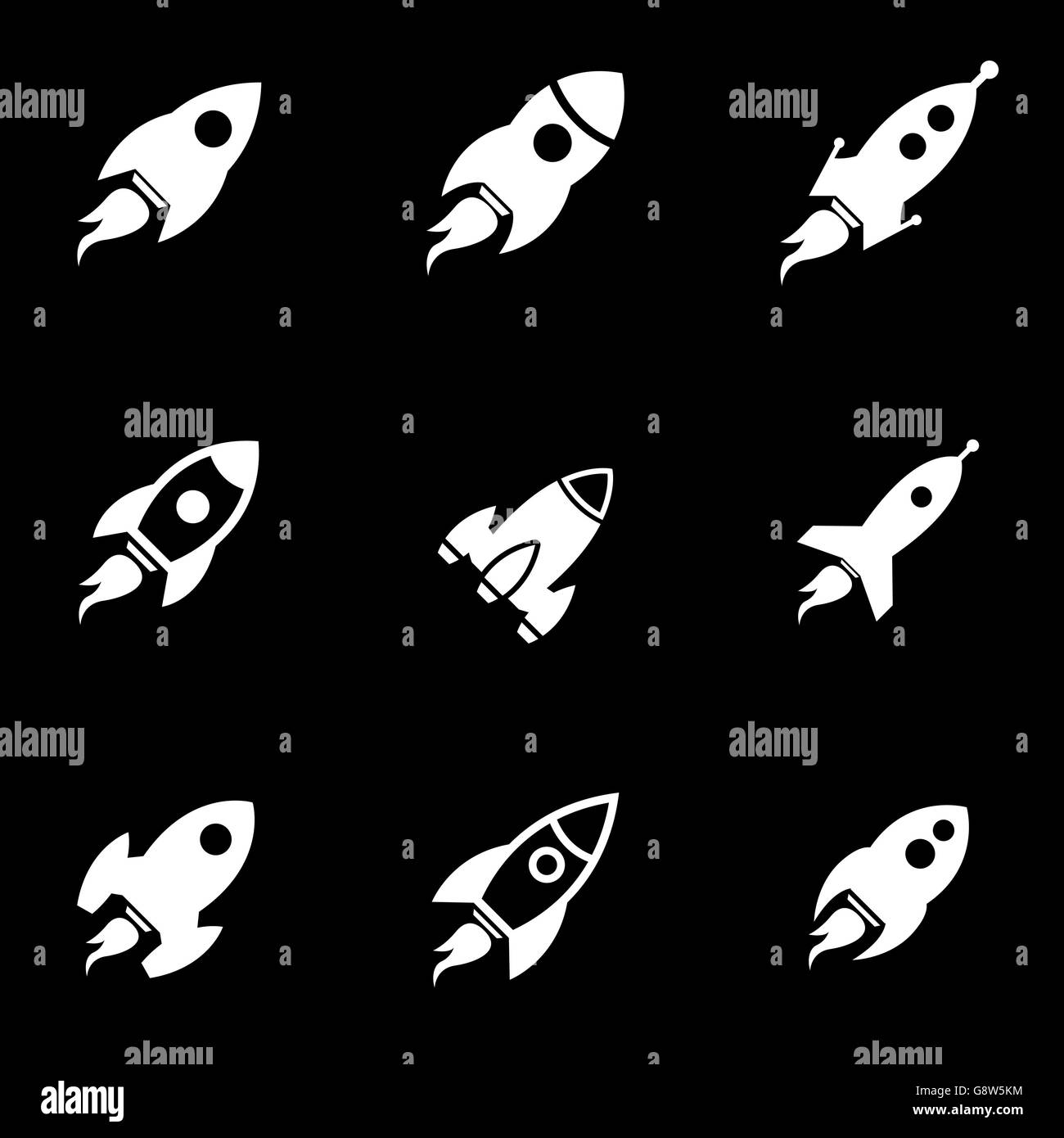 Vector white rocket icon set Stock Vector Image & Art - Alamy