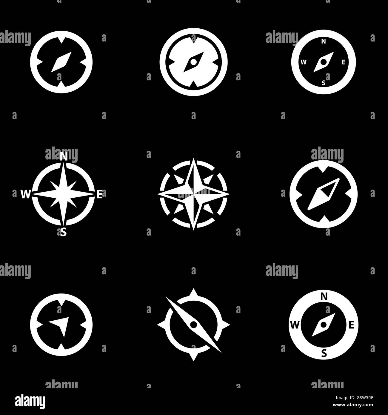 Vector white compass icon set Stock Vector Image & Art - Alamy