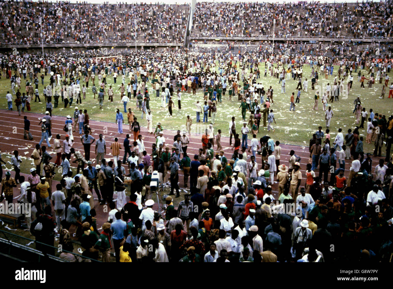 Football fans celebration invaders pitch invasion colour hi-res stock ...