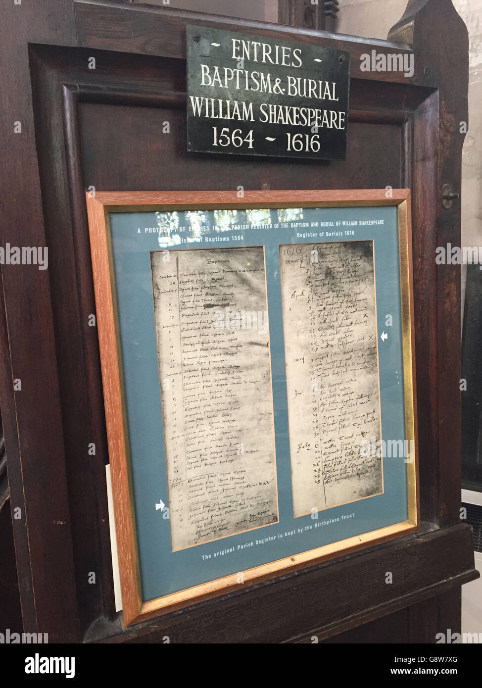 A copy of the parish register which shows William Shakespeare's baptism ...