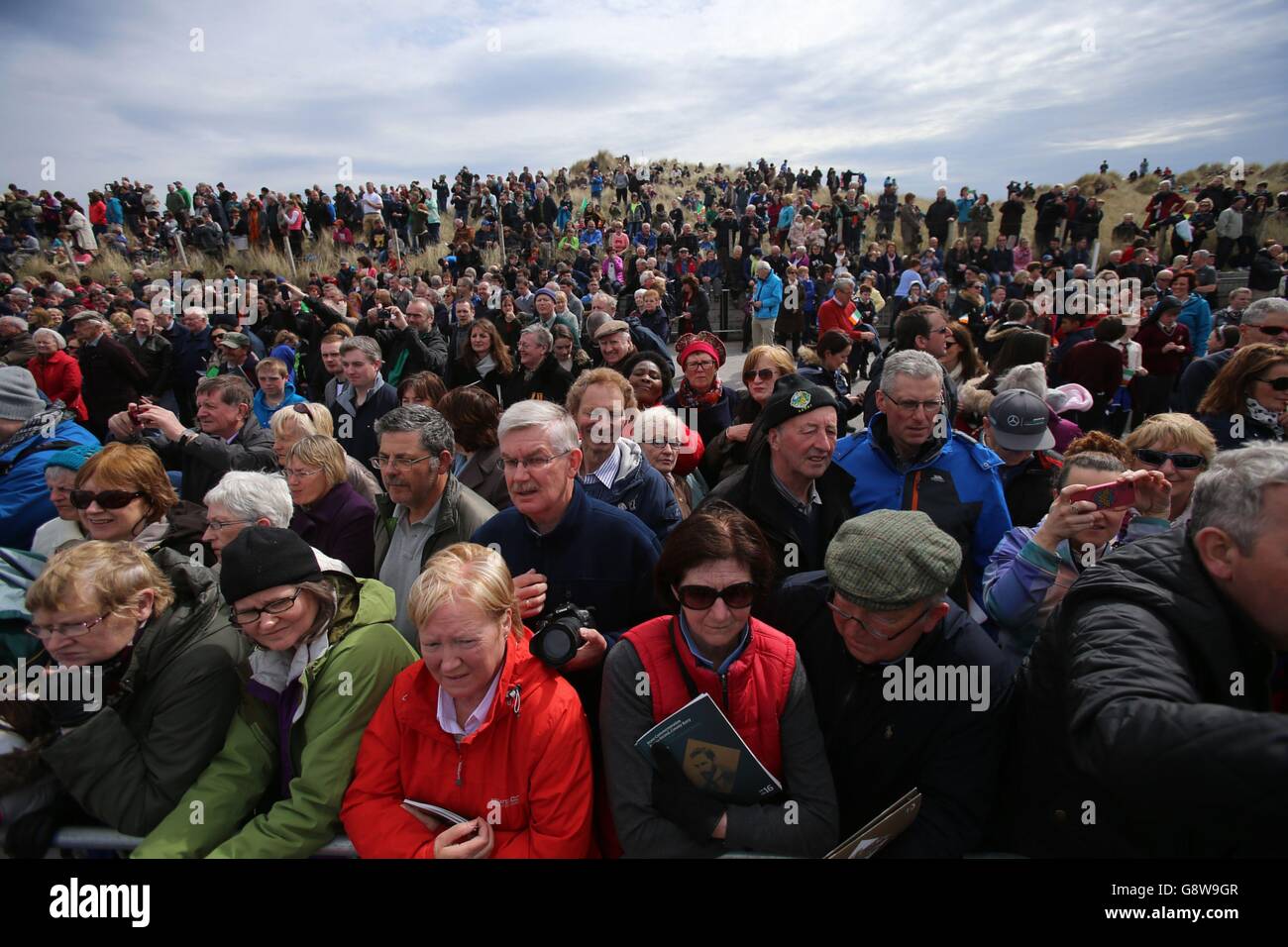 Thousands gather at a ceremony at Banna Strand in Co Kerry to mark the ...