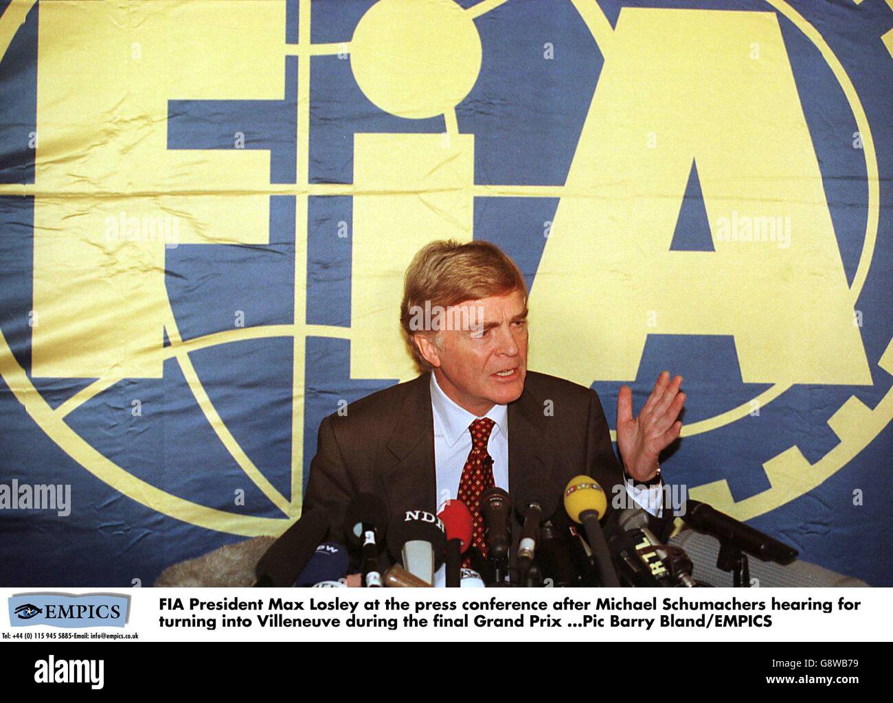 FIA President Max Mosley at the press conference after Michael ...