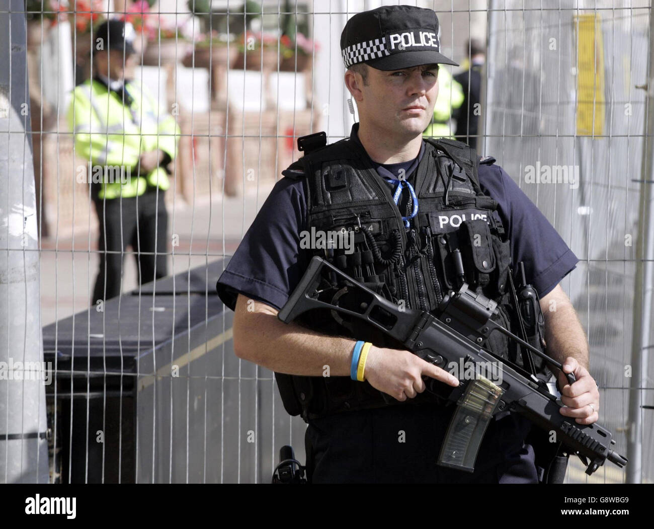 A strong police security presence is visible on the opening day of the ...