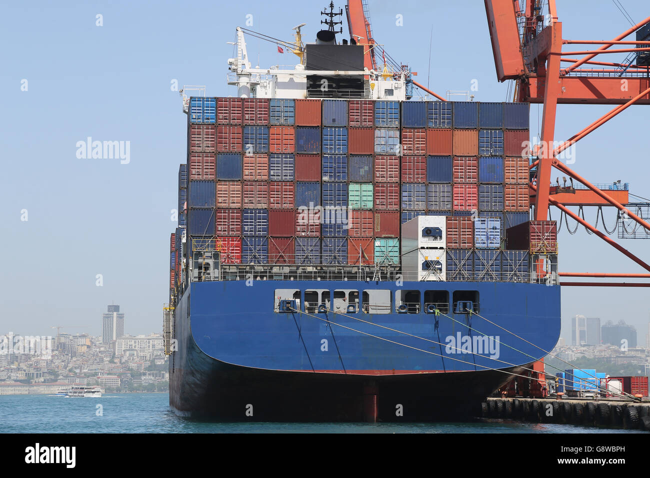 Container Ship is loading in a port Stock Photo - Alamy