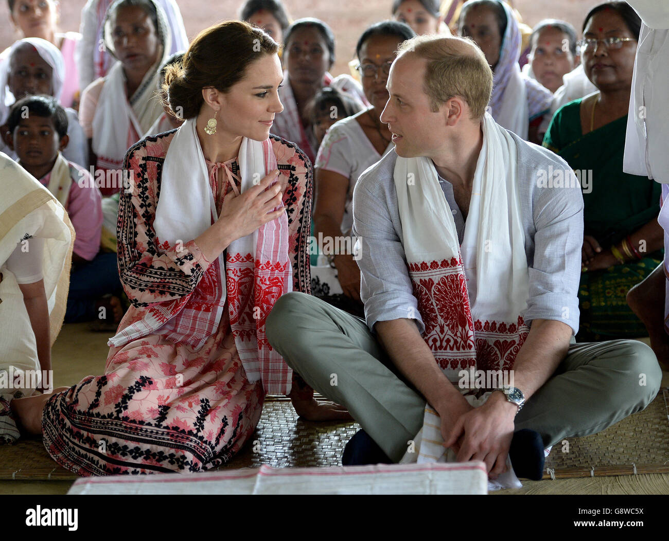 The Duke and Duchess of Cambridge during a visit to Pan Bari Village at ...