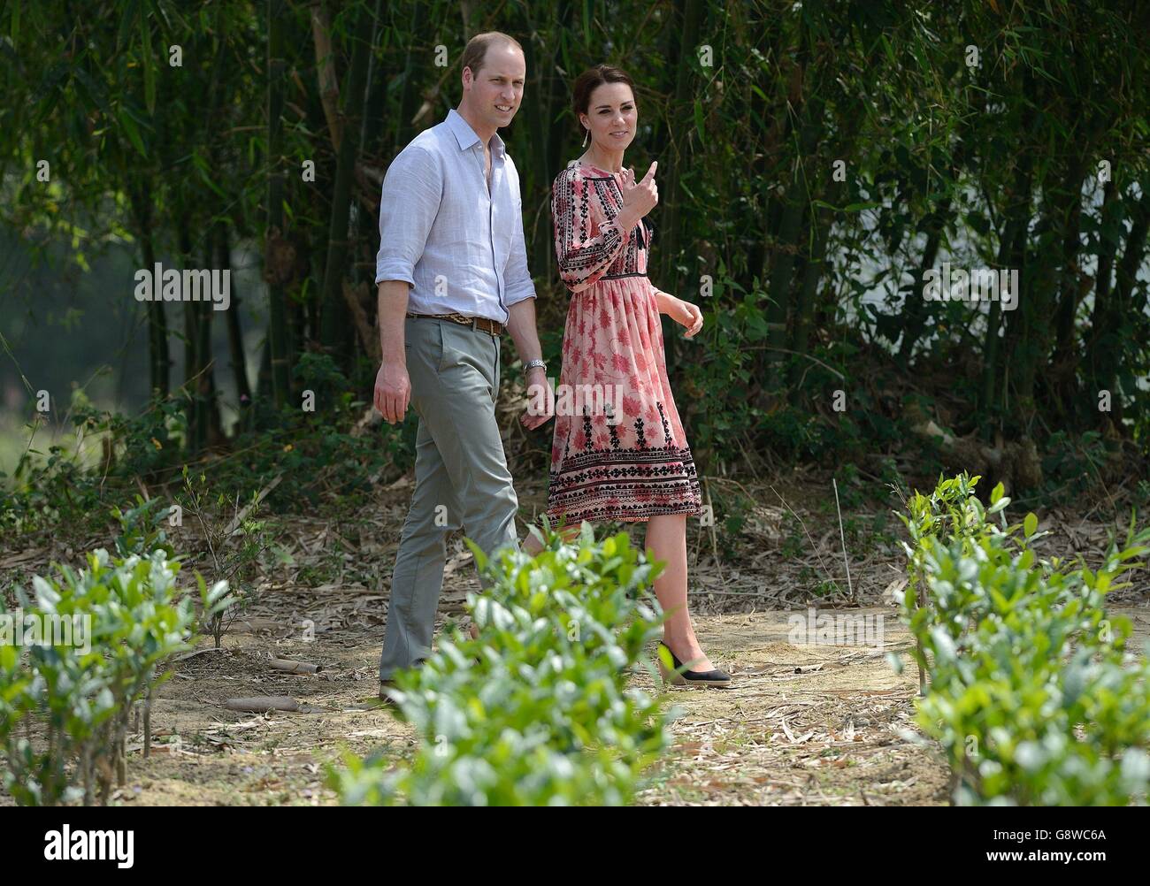 The Duke and Duchess of Cambridge during a visit to Pan Bari Village at ...
