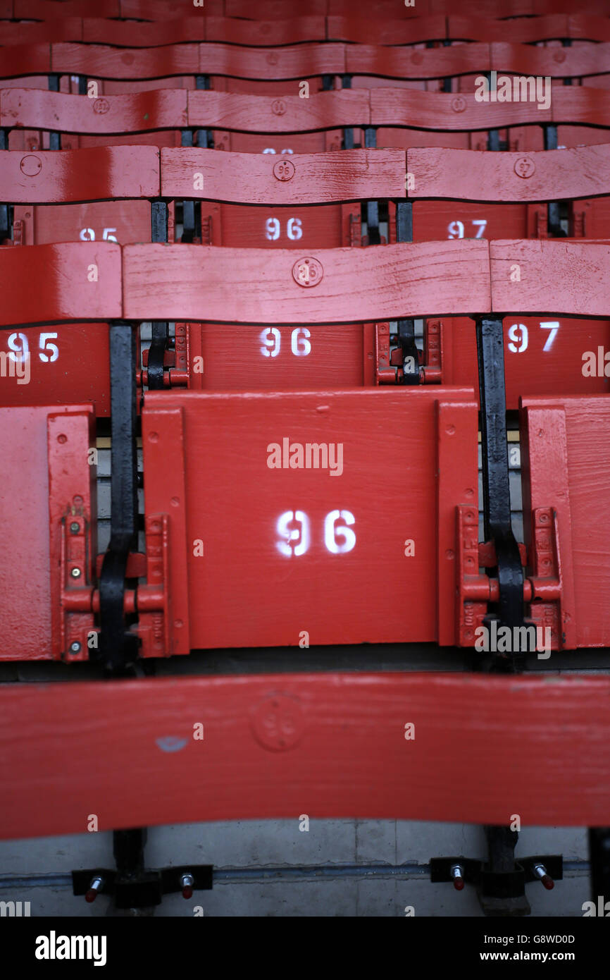 Seats with the number 96 in tribute to the 96 victims of the ...