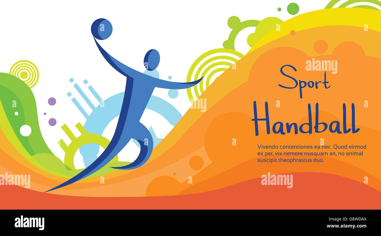 Handball Player Sport Competition Colorful Banner Stock Vector Image ...