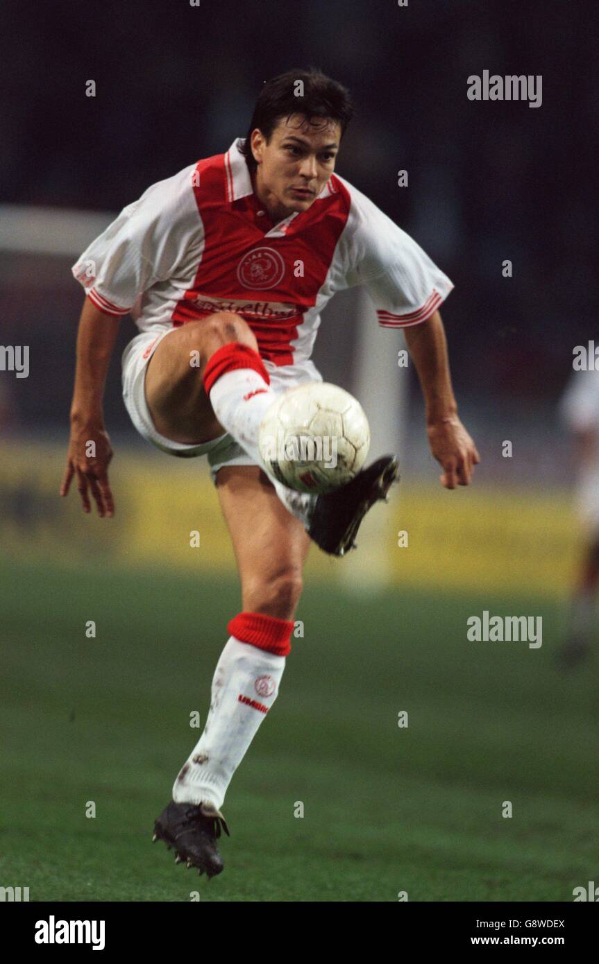 Jari litmanen of ajax shoots for goal hi-res stock photography and ...
