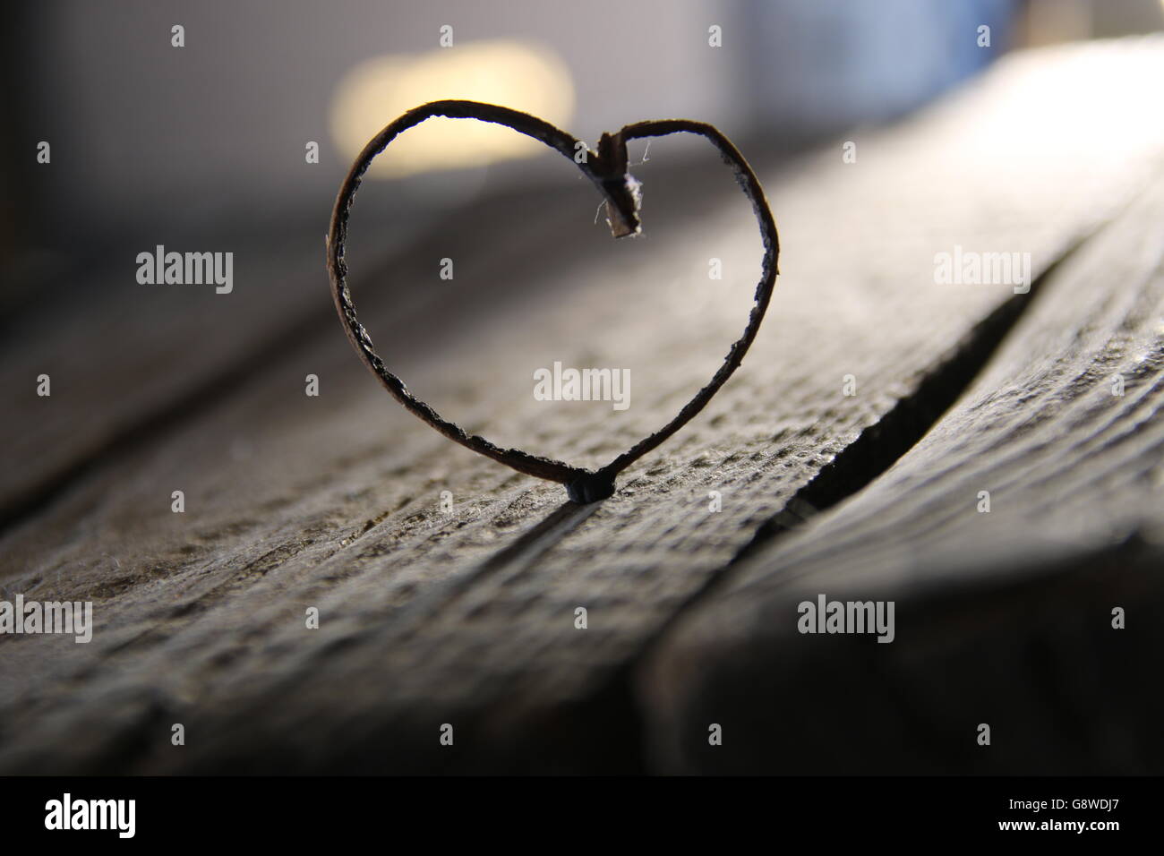 Valentine card - heart on a wooden table Stock Photo - Alamy