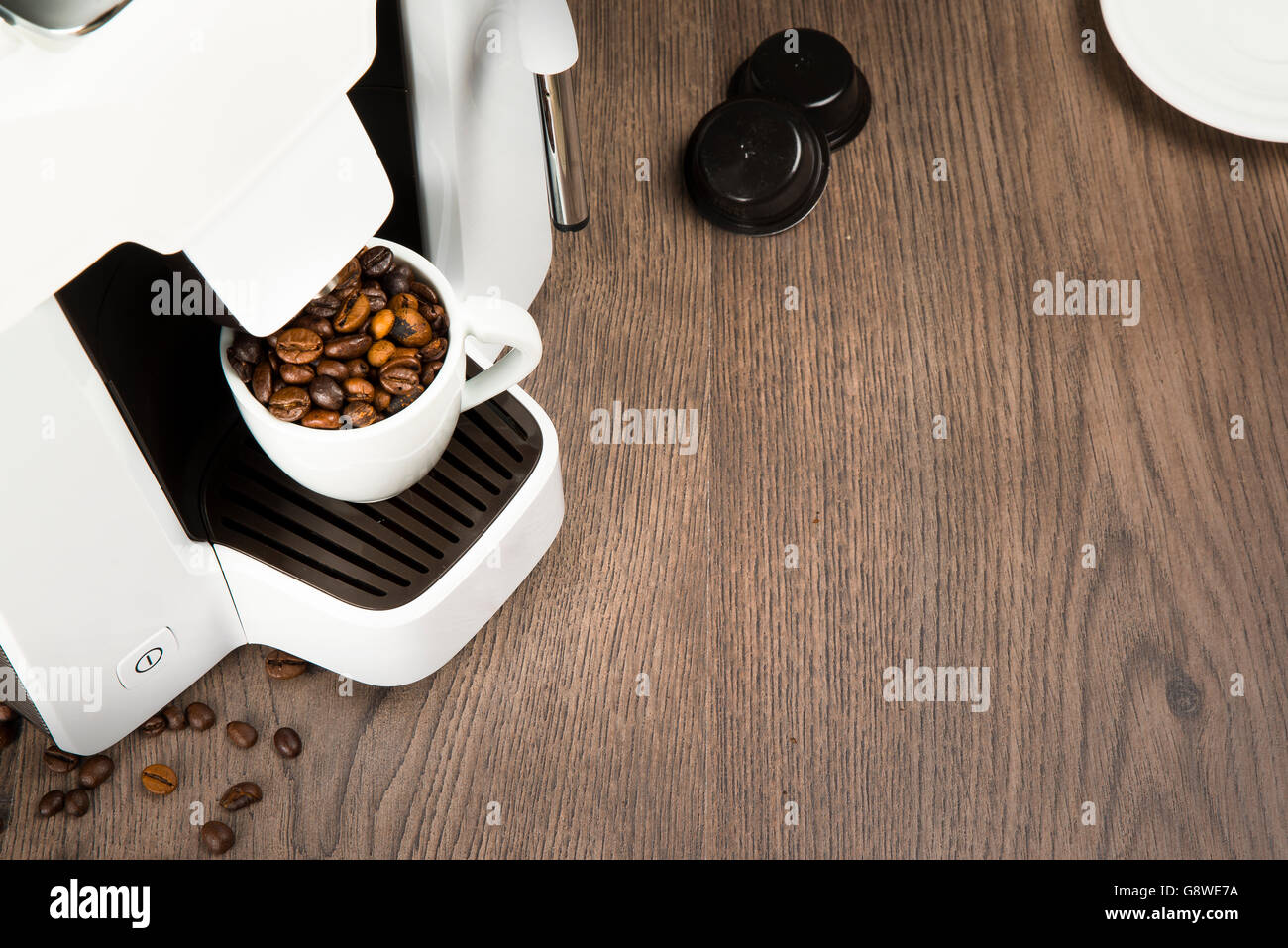 espresso coffee made with capsules at home Stock Photo - Alamy
