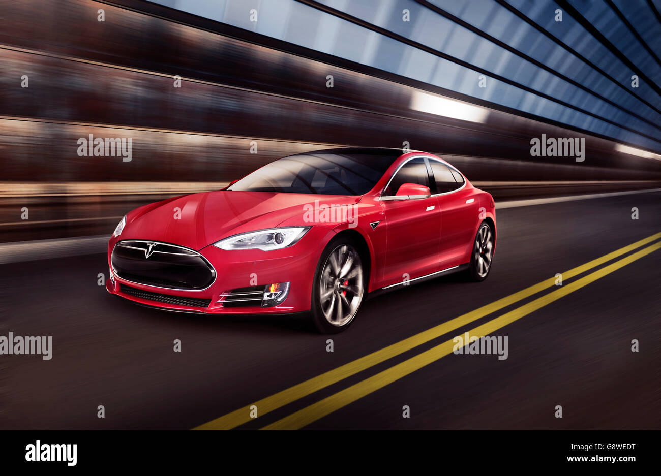 Red car moving fast hi-res stock photography and images - Alamy