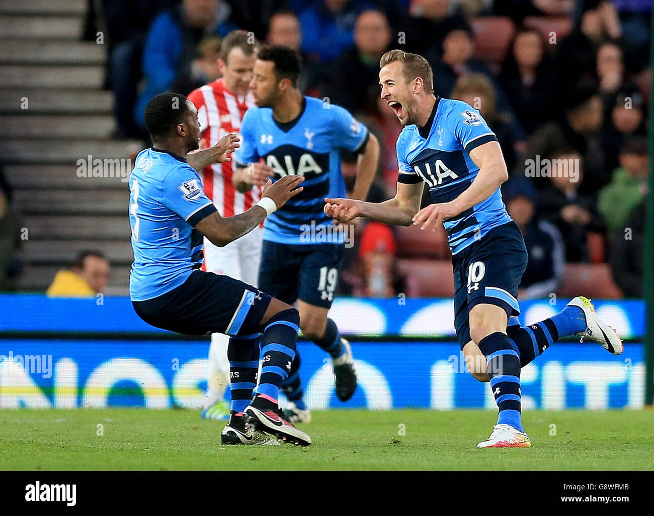Tottenham Hotspur's Harry Kane celebrates scoring his side's first goal ...