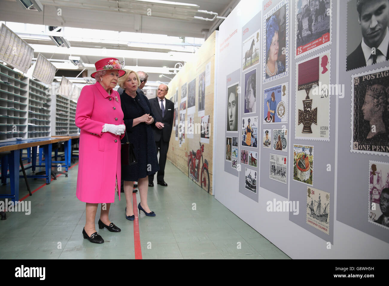 Queen Elizabeth II as she visits the Royal Mail Windsor delivery office ...