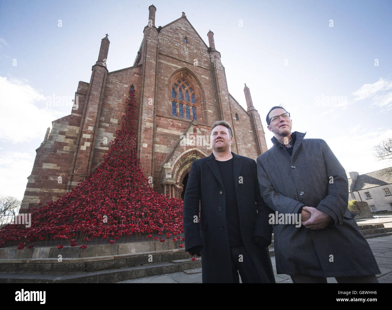 Artist Paul Cummins (left) and installation designer Tom Piper with ...