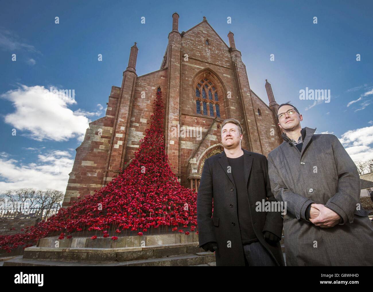Artist Paul Cummins (left) and installation designer Tom Piper with ...
