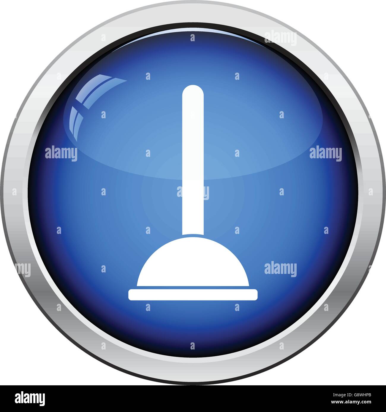 Plunger icon. Glossy button design. Vector illustration Stock Vector ...
