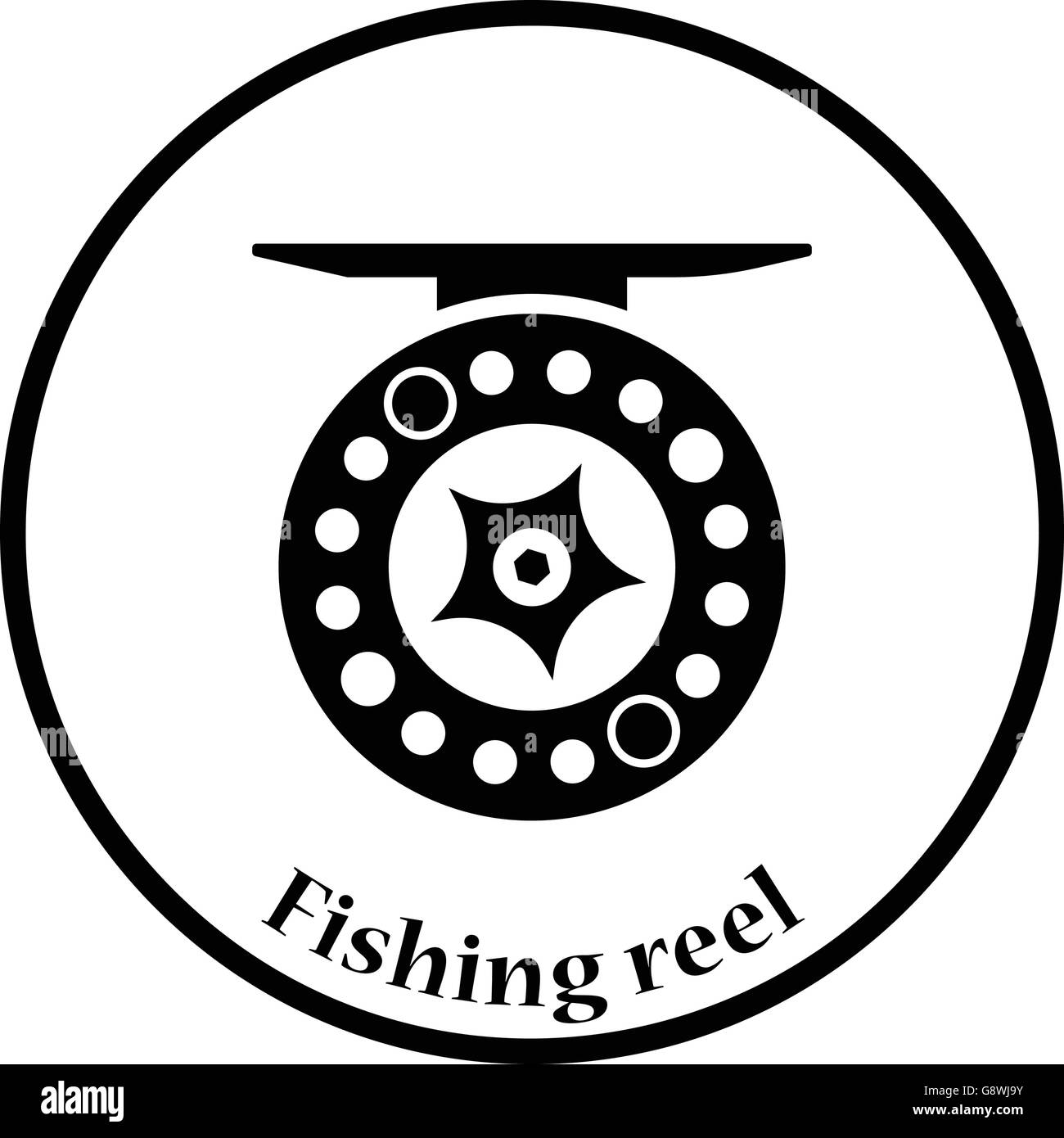 Icon of Fishing reel . Thin circle design. Vector illustration Stock ...