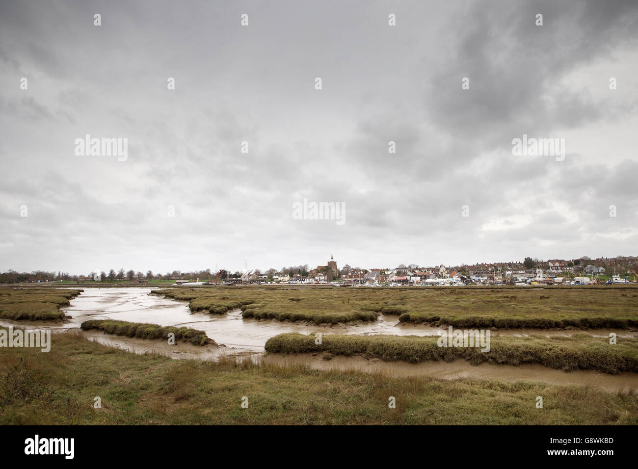 looking across the estuary to maldon from heybridge basin in essex ...