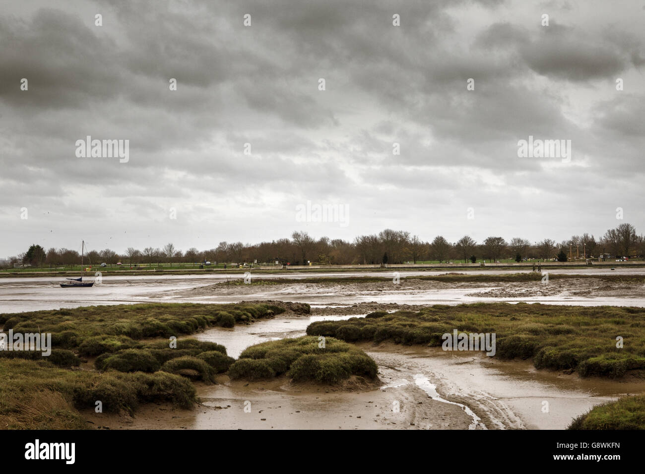 looking across the estuary to maldon from heybridge basin in essex ...