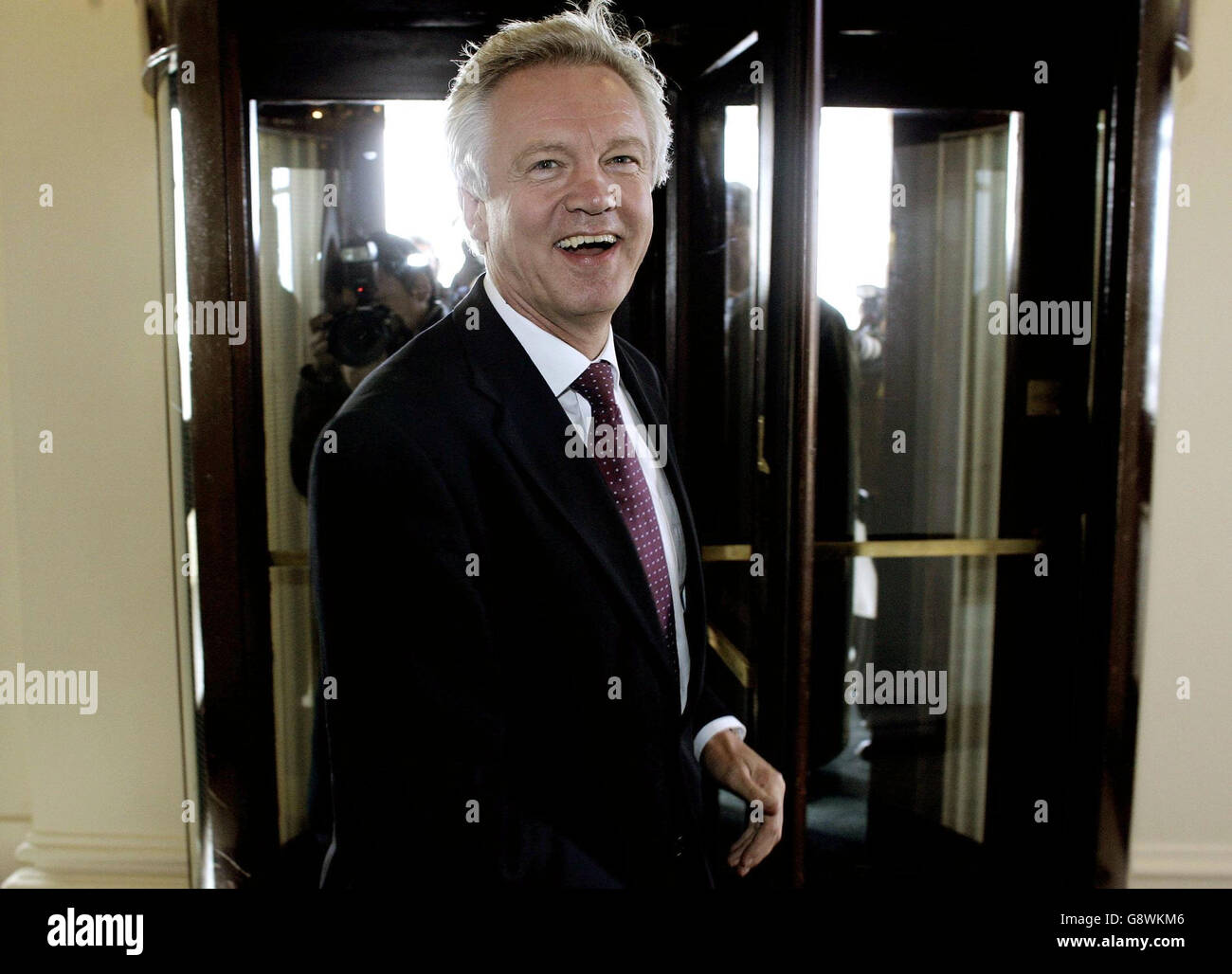 Tory leadership contender Shadow Home Secretary David Davis speaks to ...