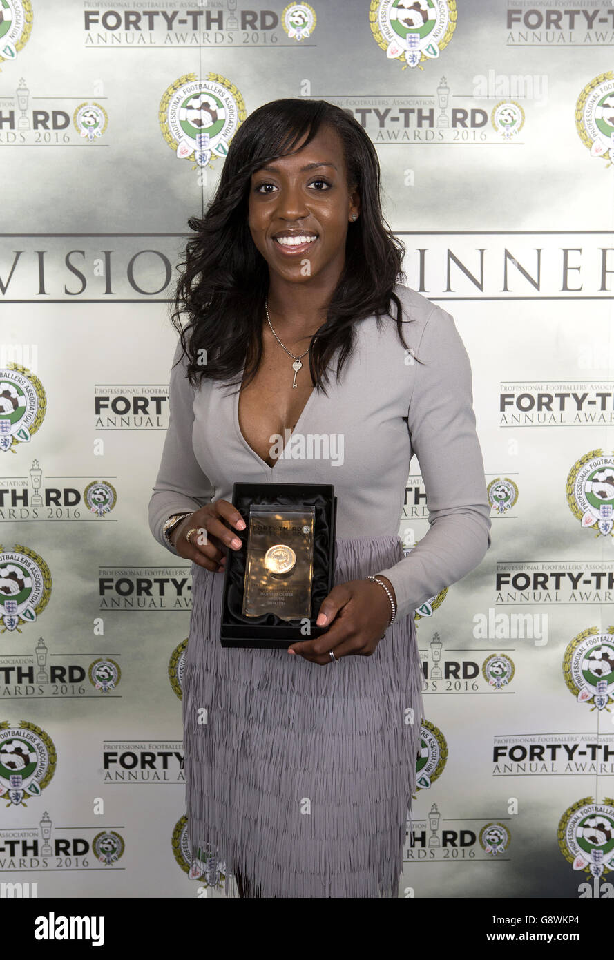 Arsenal's Danielle Carter with the PFA Womens Team of the Year Award ...