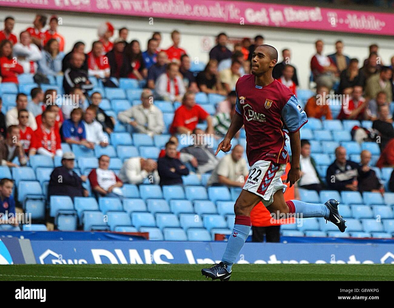 Aston villas luke moore celebrates his equalising goal hi-res stock ...