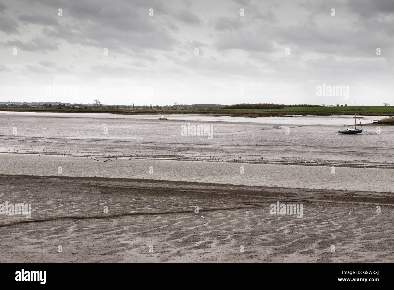 looking across the estuary to maldon from heybridge basin in essex ...