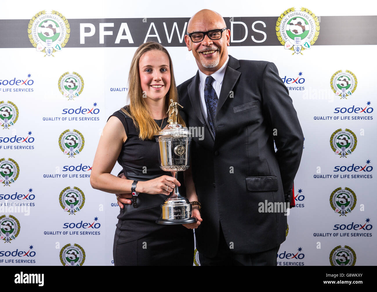 Sunderland Ladies' Beth Mead poses with PFA Commercial Director George ...