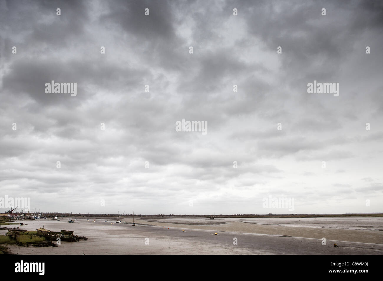 looking across the estuary to maldon from heybridge basin in essex ...